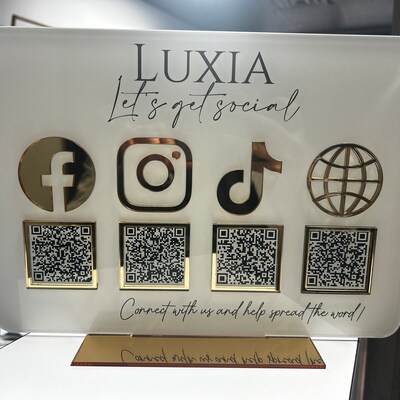 Multi QR Code Instagram Facebook Business Social Media Sign Salon Sign ...
