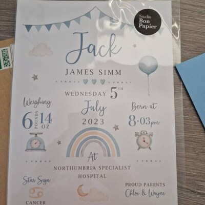 New Baby Personalised Print Birth Details Gift Keepsake - Etsy UK