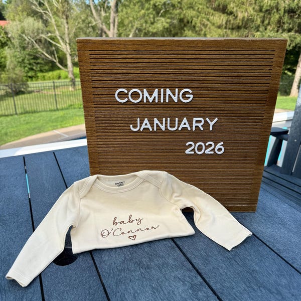 Embroidered First Grandbaby EST Year Bodysuit, Grandparents Pregnancy ...