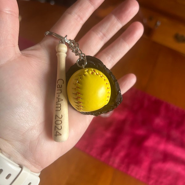 Personalized Mini Baseball Keyring Coach Gift Sports Monogrammed PU ...