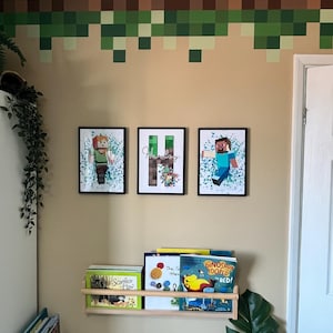 Pixel Block Square Wall Sticker Minecraft Inspired Sticker Gamer Wall ...