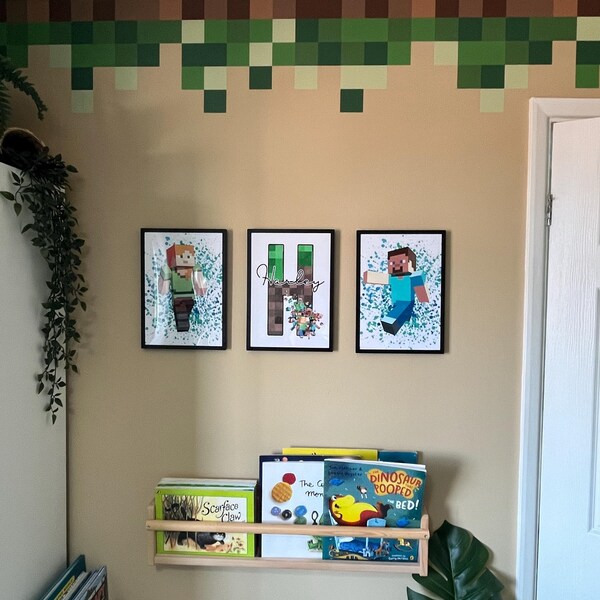 Pixel Block Room Border Wall Sticker | Minecraft Inspired Sticker ...