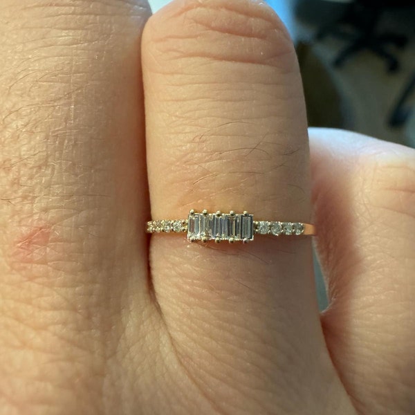Emerald Ring Diamond Promise Ring Wedding Ring Delicate Ring Promise ...