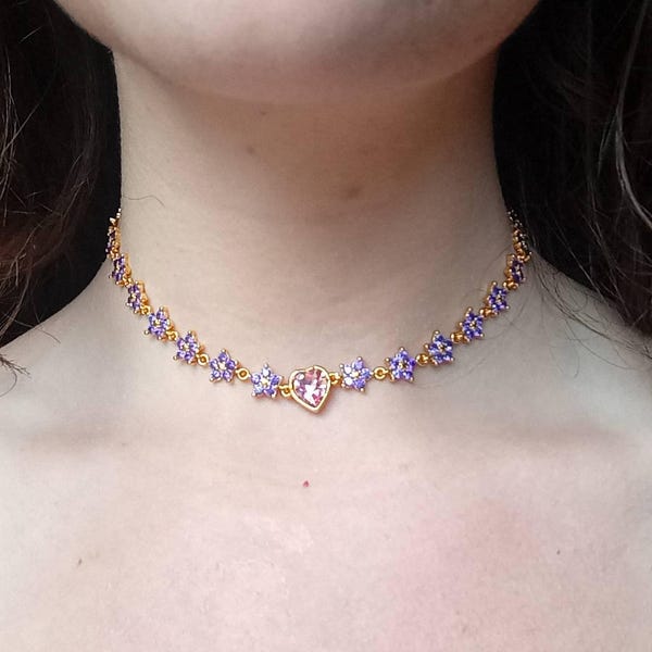 Blossom Choker -flowers Choker- Pink Heart Blossom: Charming Choker ...