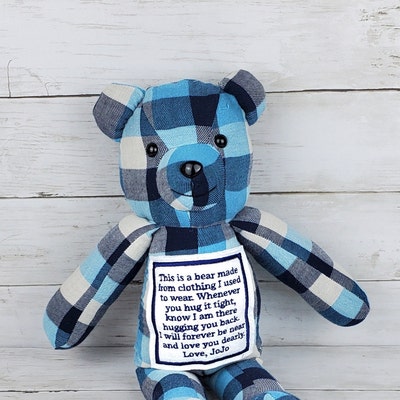 Custom Memory Bear Teddy Bear From Loved Ones Clothing Remembrance Bear ...