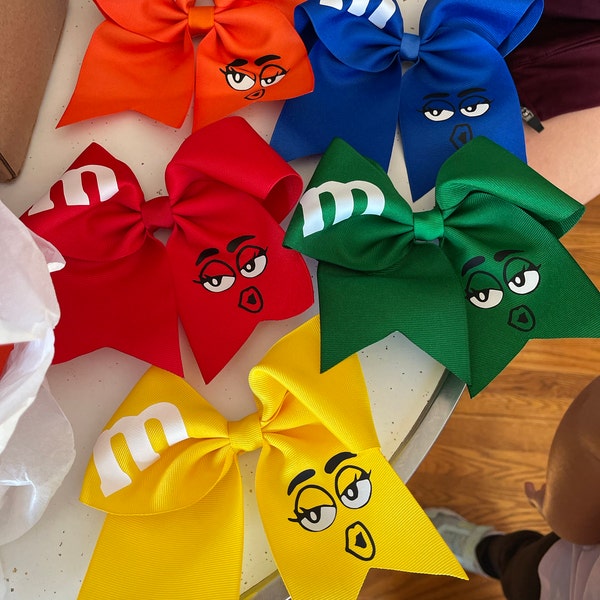 M&M Candy Inspired Cheer Bow - Etsy