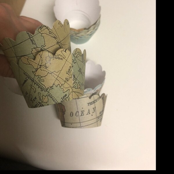 Custom Old Map Cupcake Wrappers (12)- 12 Designs - Etsy