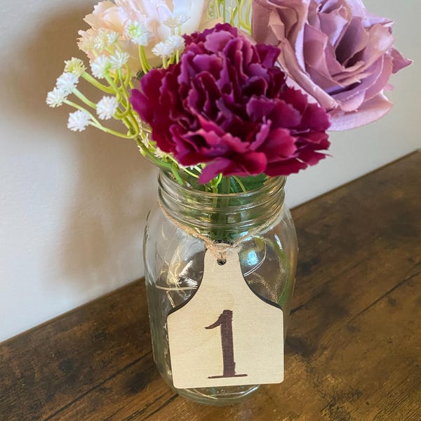 Rustic Wooden Cattle Tag Table Numbers: Farmhouse Wedding Decor - Etsy