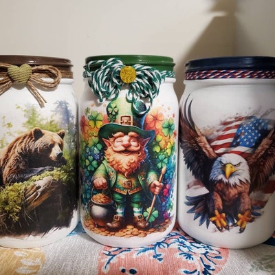 Cottagecore Kitchen Decoupaged Mason Jar Multiple Kitchens to Choose ...