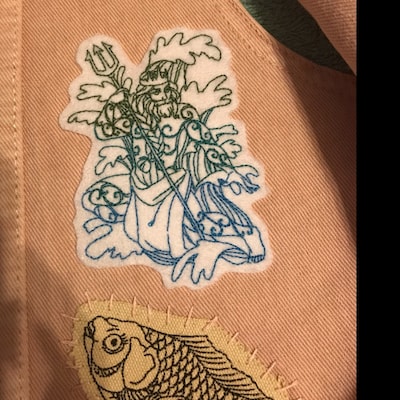 Poseidon Patch Greek God Iron on Embroidery Patch Mtcoffinz Choose Size ...