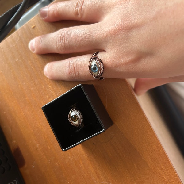 AWAKENING EYE RING// Glass Eye Ring// Eye Jewelry// Evil Eye Ring ...