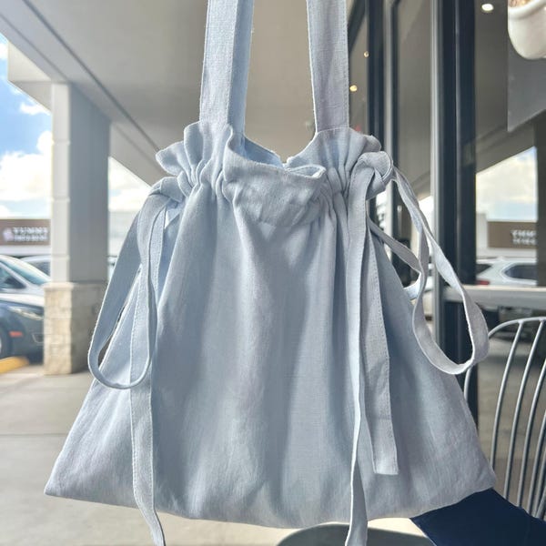 Natural Bag / Linen Backpack / Linen Tie Tote Bag / Beach Bag in ...