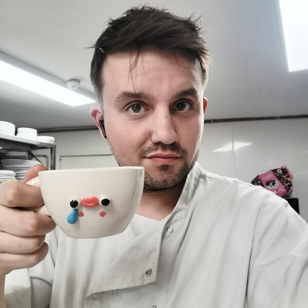 Cute Clown Mug - Handmade Ceramic Coffee Mug, Kawaii Tea Cup, Unique ...