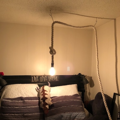 Rustic Rope Pendant Lights Custom Handmade Lengths Antique Edison ...