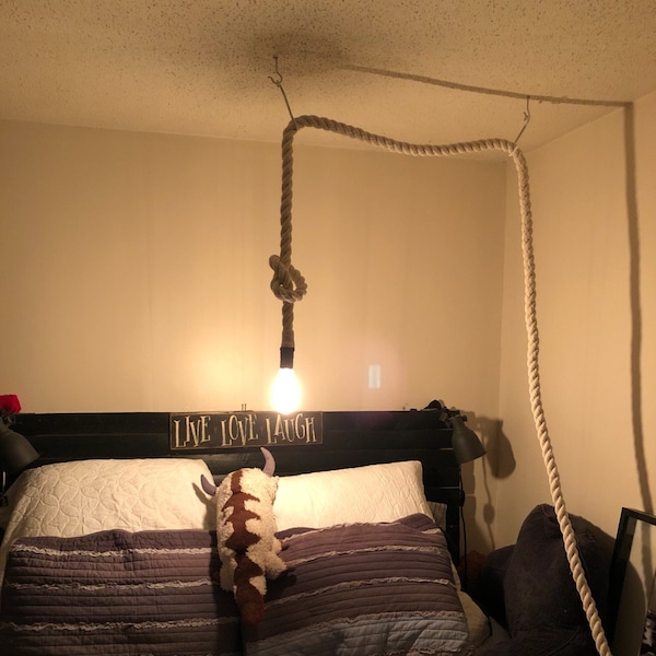 Rustic Rope Pendant Lights - Custom Handmade Lengths - Antique Edison ...