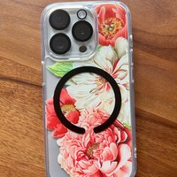 Rose Quartz Case With Ring Phone Grip iPhone or Galaxy Expanding Stand ...