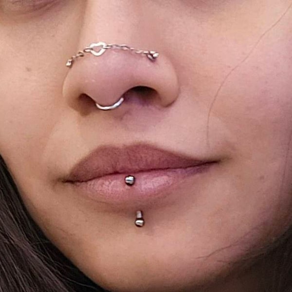 O Ring Bridge Piercing Chain, Bridge Piercing Jewellery,nose Chain ...