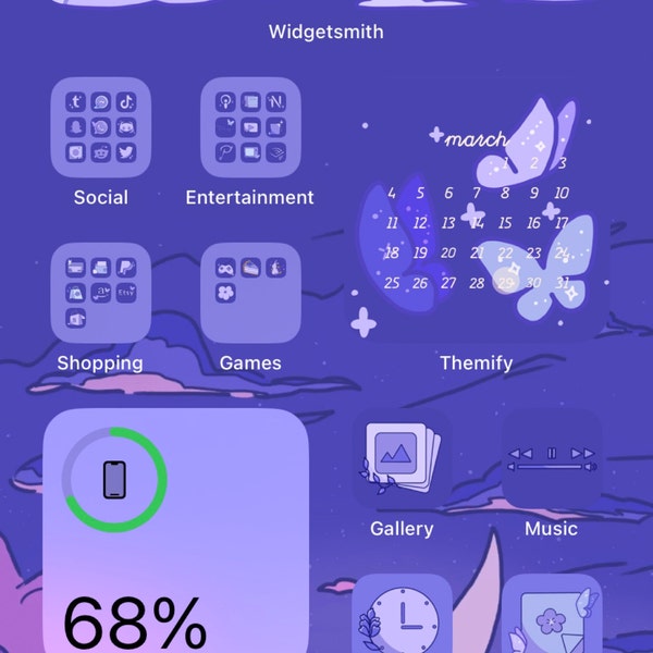 Lavender Dreams Icon Set | Aesthetic Lo-fi Anime Inspired Ios App Icons ...