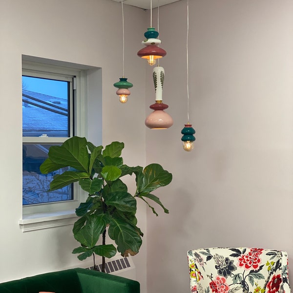 Ceiling Ceramic Lamp, Colorful Handmade Lampshade Design, Unique Light ...