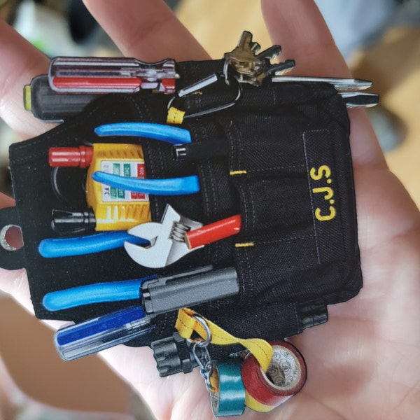 Personalized Electrician Tool Box 2D Keychain, Keychain for Electrician ...