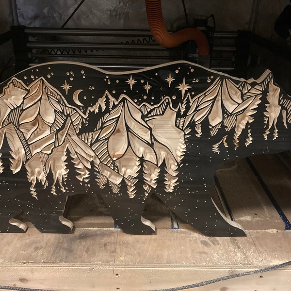 Starry Night Bear Silhouette, CNC File, DXF, Digital File Download - Etsy