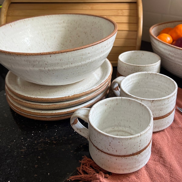 Handmade Ceramic Dinnerware Set: Dinner Plate, Salad Plate, Cereal Bowl ...