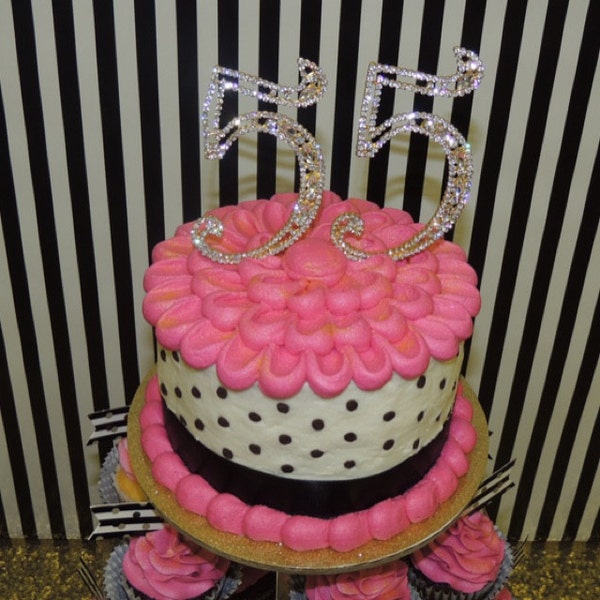 New 5" Gold Rhinestone NUMBER (55) Cake Topper 55th Birthday Parties ...