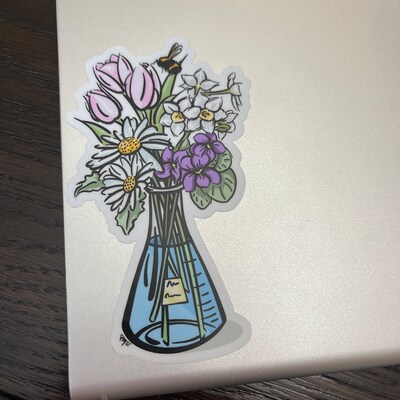 Women in Science Poster Set Flask Bouquet Wall Art Set Flower Painting ...