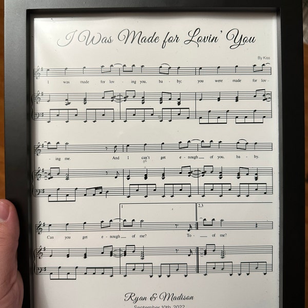 Printable Custom Music Sheet, Custom Song, Anniversary Gift, Birthday ...