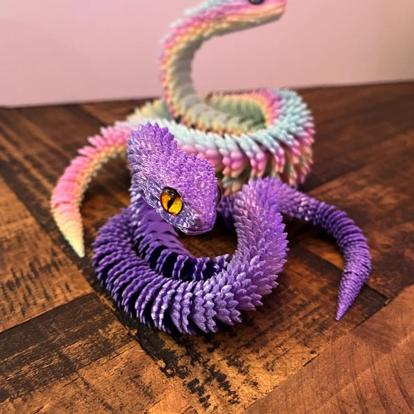 Articulated 3D Printed Flexible Snake Fidget Toy | Dazzling Iridescent ...
