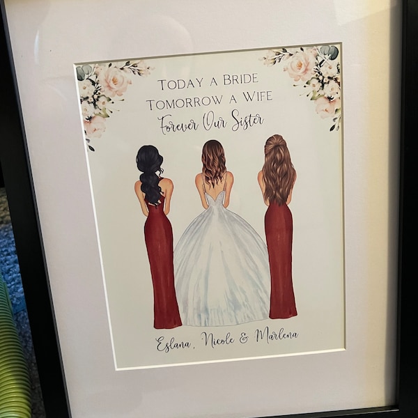 Today a Bride, Tomorrow a Wife, Forever Our Sister, Wedding Print for ...