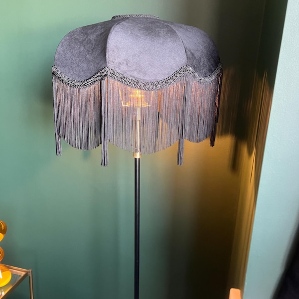 Luxury 12” Handmade Leopard Print Lampshade, Art Deco Fringed Lampshade ...
