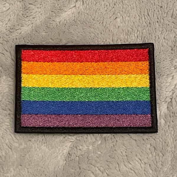 Pride Rainbow Flag Embroidered Patch. Iron On, Velcro or Sew on Options ...