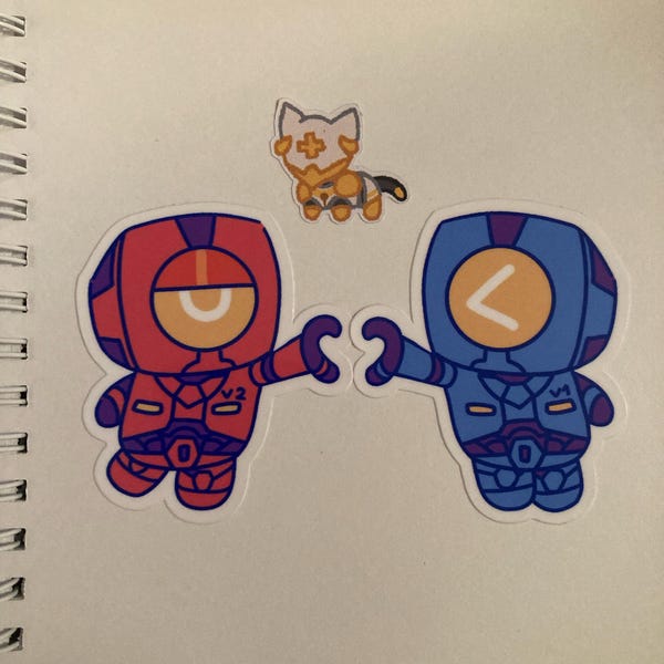 V1 & V2 Heart Duo Chibi ULTRAKILL Die Cut Sticker Designed by Jyun - Etsy