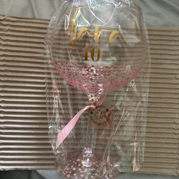 Gin Glass Personalised and Hand Painted Gift Birthday Age Name - Etsy UK