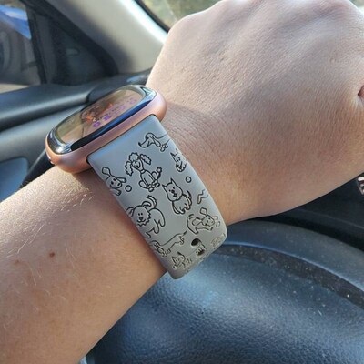 Dog Fitbit Versa 3,4/fitbit Versa Sense S/L Silicone Engraved Cute Dog ...