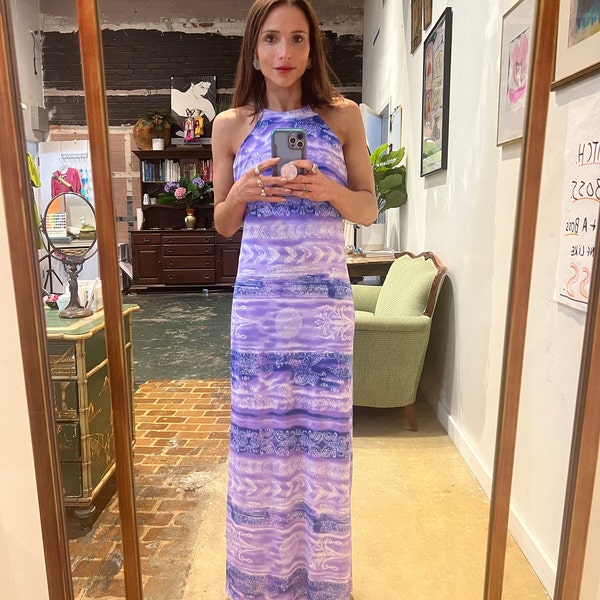 Vintage Gibi Roma Slinky Black Floral Pleated Mid Length Dress Size 8 ...