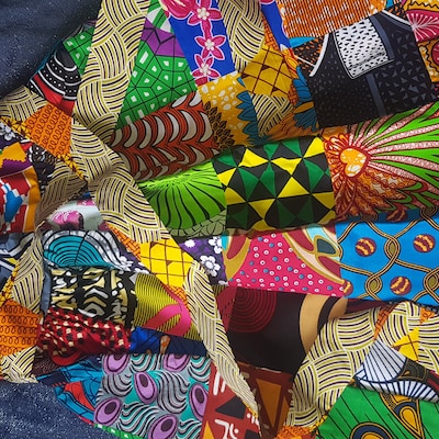 PATCHWORK African Printed Fabric Sleeveless Midi Dress 100% Wax Cotton ...