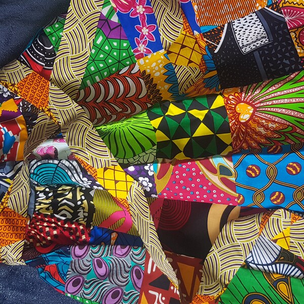 PATCHWORK African Printed Fabric Sleeveless Midi Dress 100% Wax Cotton ...