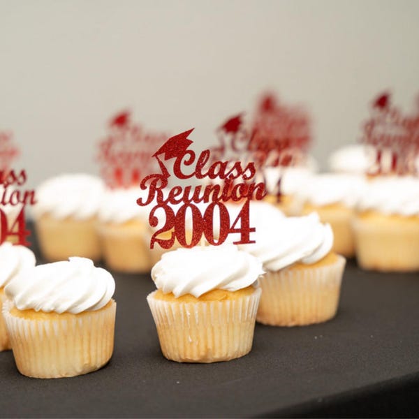 Class Reunion Cupcake Toppers With Cap Design Class Reunion Decoration ...