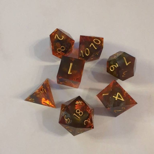 Handmade Lava Dice Set: Sharp Edge Resin Dice for DND - Etsy