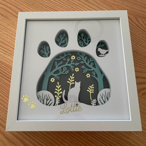 Cat Paw Shadow Box SVG, 3d Papercut SVG, Layered Paper Art Template ...
