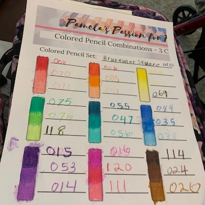 Colored Pencil Combinations Worksheet Three Color Blend - Etsy