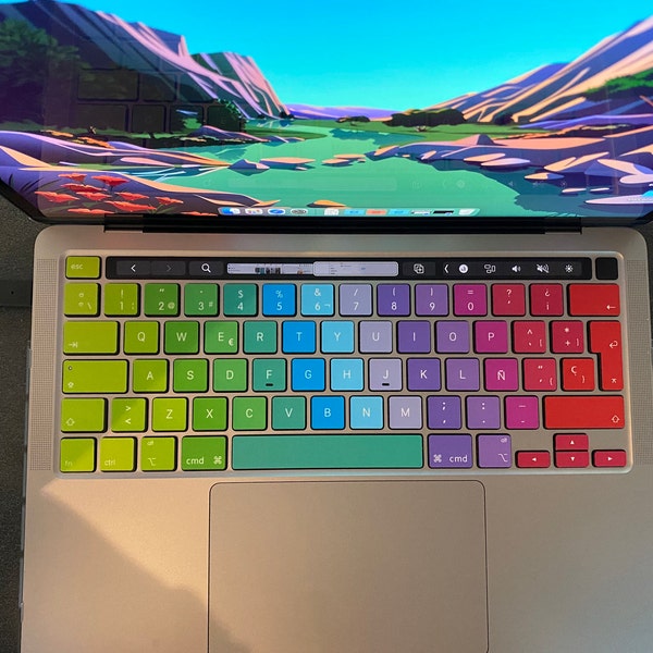 Vibrant Rainbow Mosaic Keys Sticker for MacBook Keyboard | Colorful ...