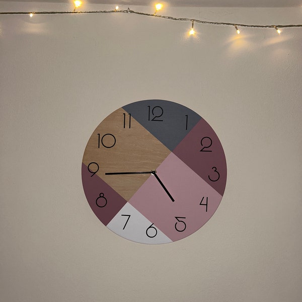 Scandi Wall Clock With Pastel Colors Minimalist Wooden Clock Pale ...