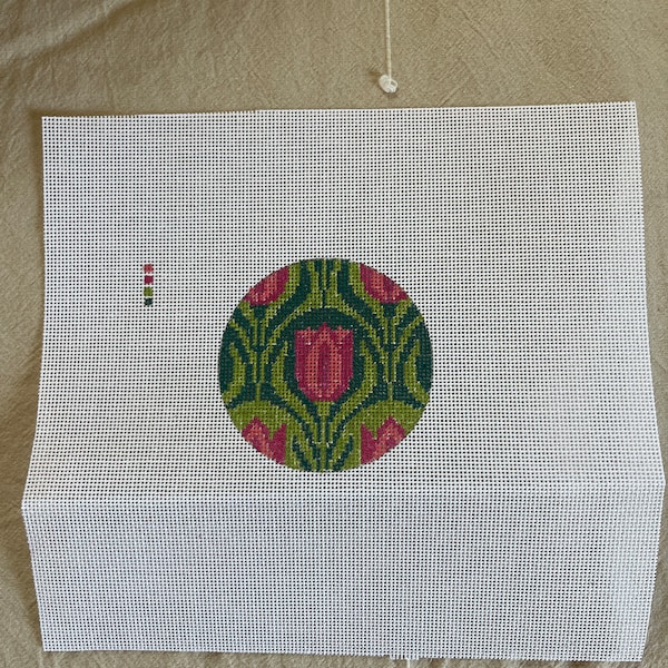 Hand Painted Needlepoint Canvas Round Ornament 18 and 13 Mesh - Etsy