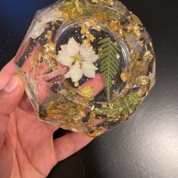 Hydrangea Trinket Tray, Pressed Floral Resin Jewelry Tray, Jewelry Tray ...