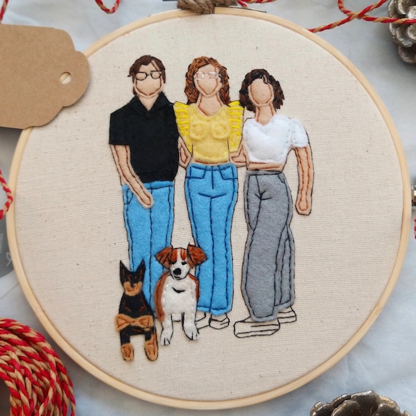Custom Handmade, Personalised Embroidery, Embroidered Family Portrait ...