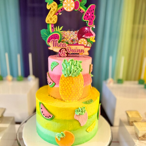 Tropical Fruit Cake Topper: 3D (customize) - Etsy