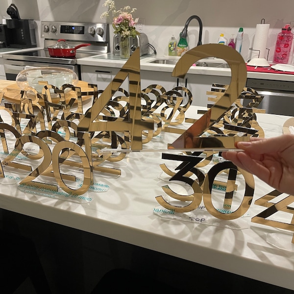 Mirror Gold Acrylic Table Numbers for Wedding Event Reception Party ...